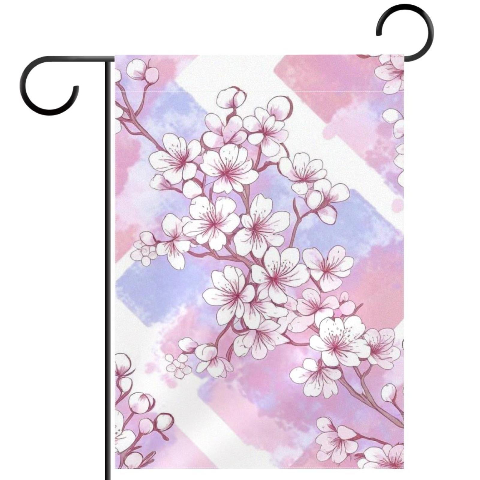 NUEAHEDN Pink Cherry Blossoms Flags for Outside Decoration, Yard ...