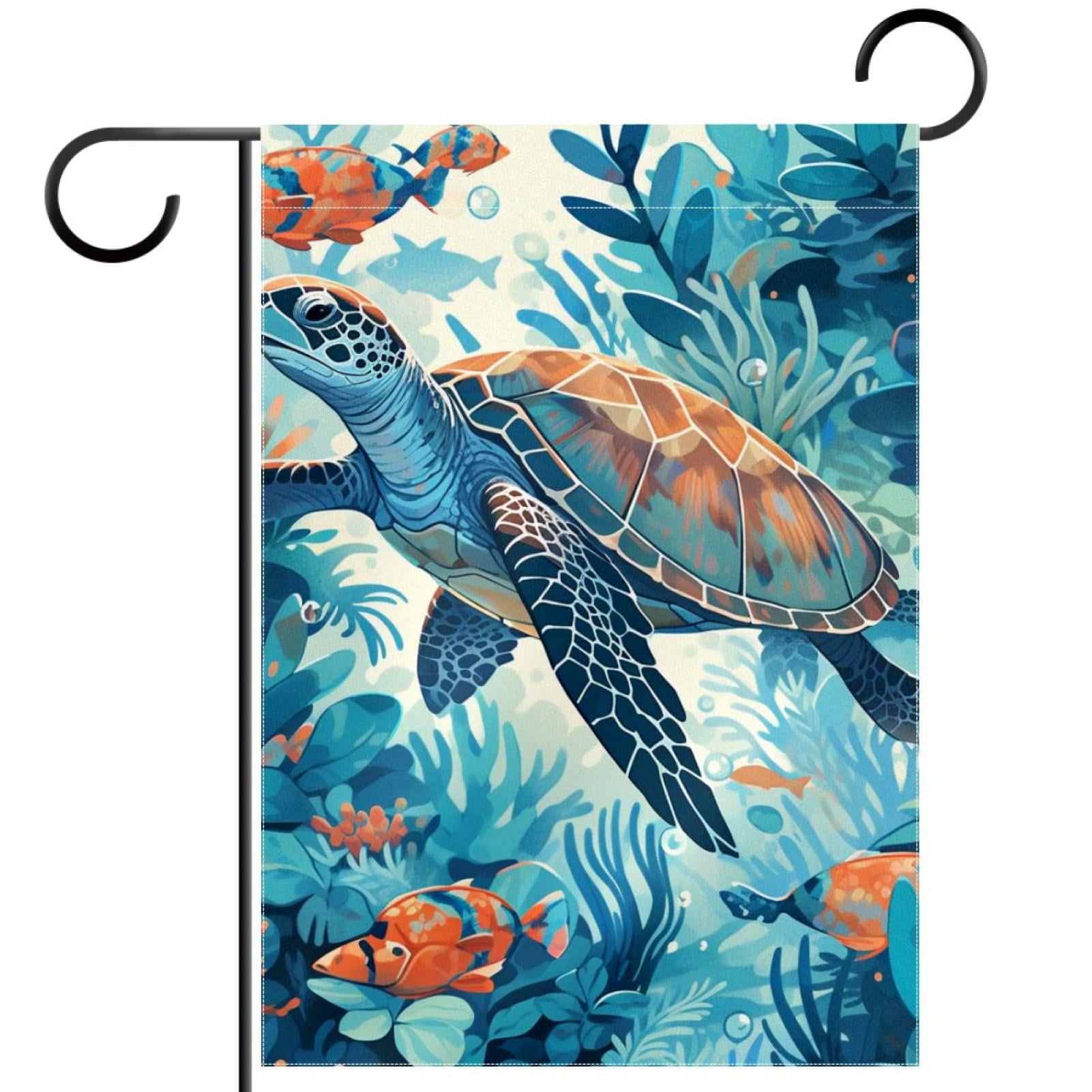 NUEAHEDN Turtle Art Flags for Outside Decoration, Yard Outdoor Decor ...