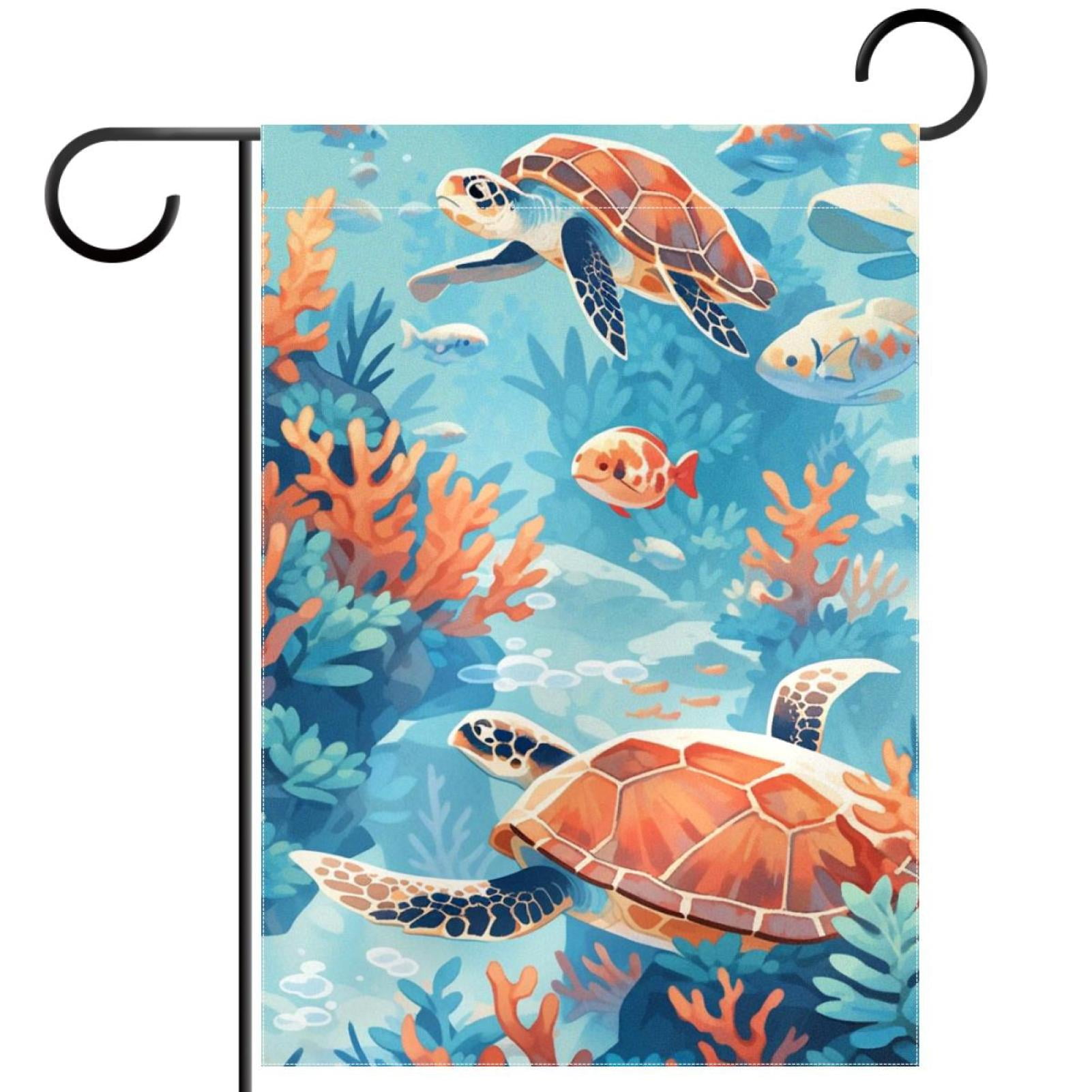 NUEAHEDN Turtle Art Flags for Outside Decoration, Yard Outdoor Decor ...
