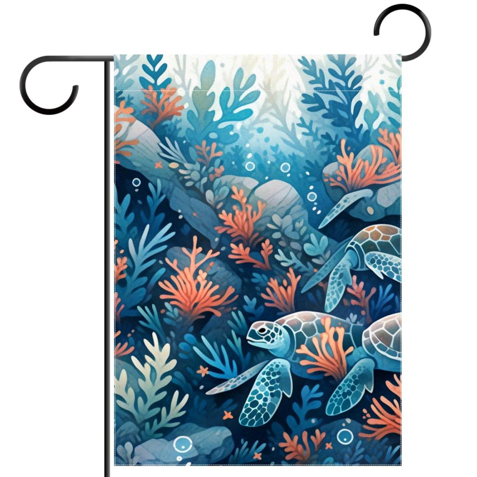 NUEAHEDN Turtle Art Flags for Outside Decoration, Yard Outdoor Decor ...