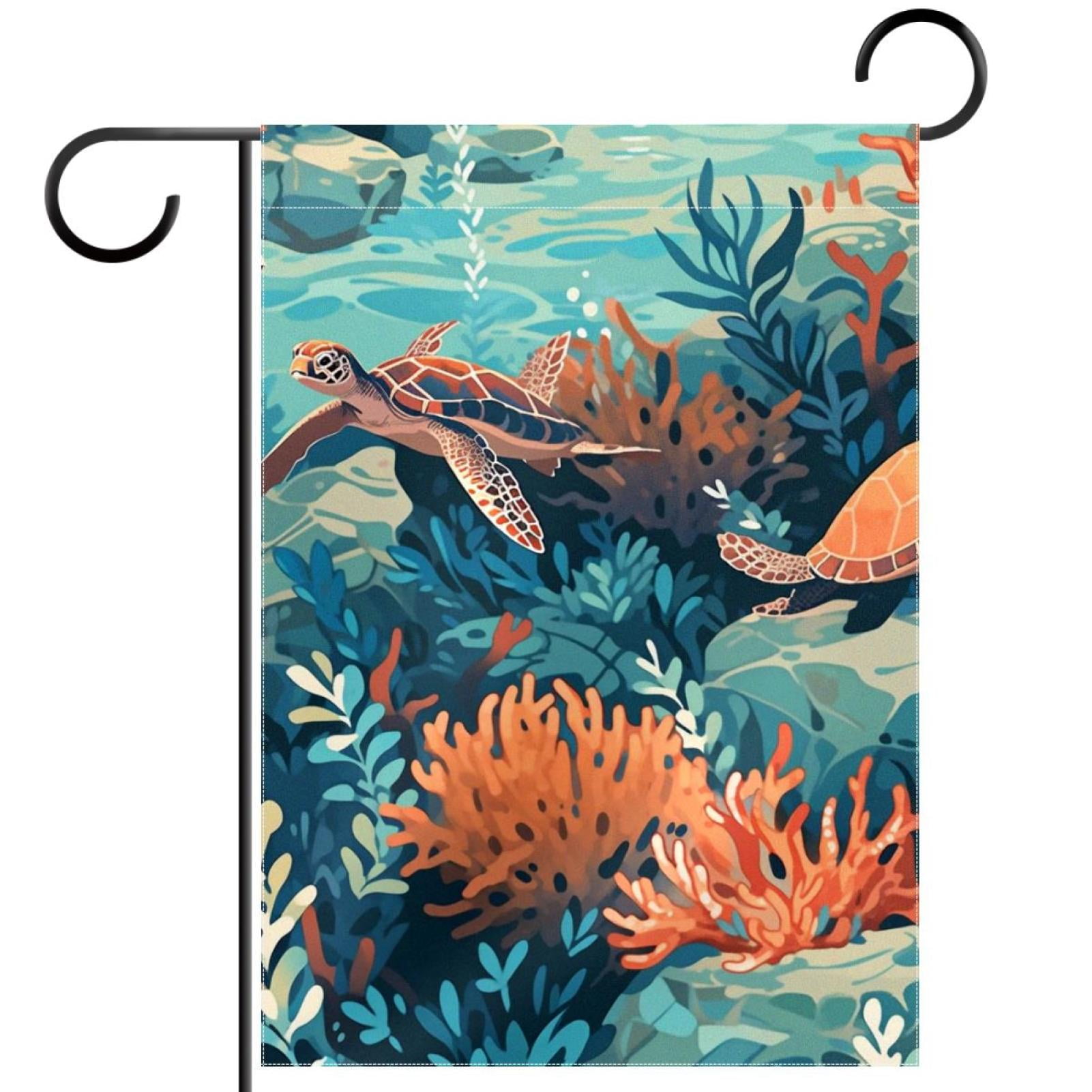 NUEAHEDN Turtle Art Flags for Outside Decoration, Yard Outdoor Decor ...