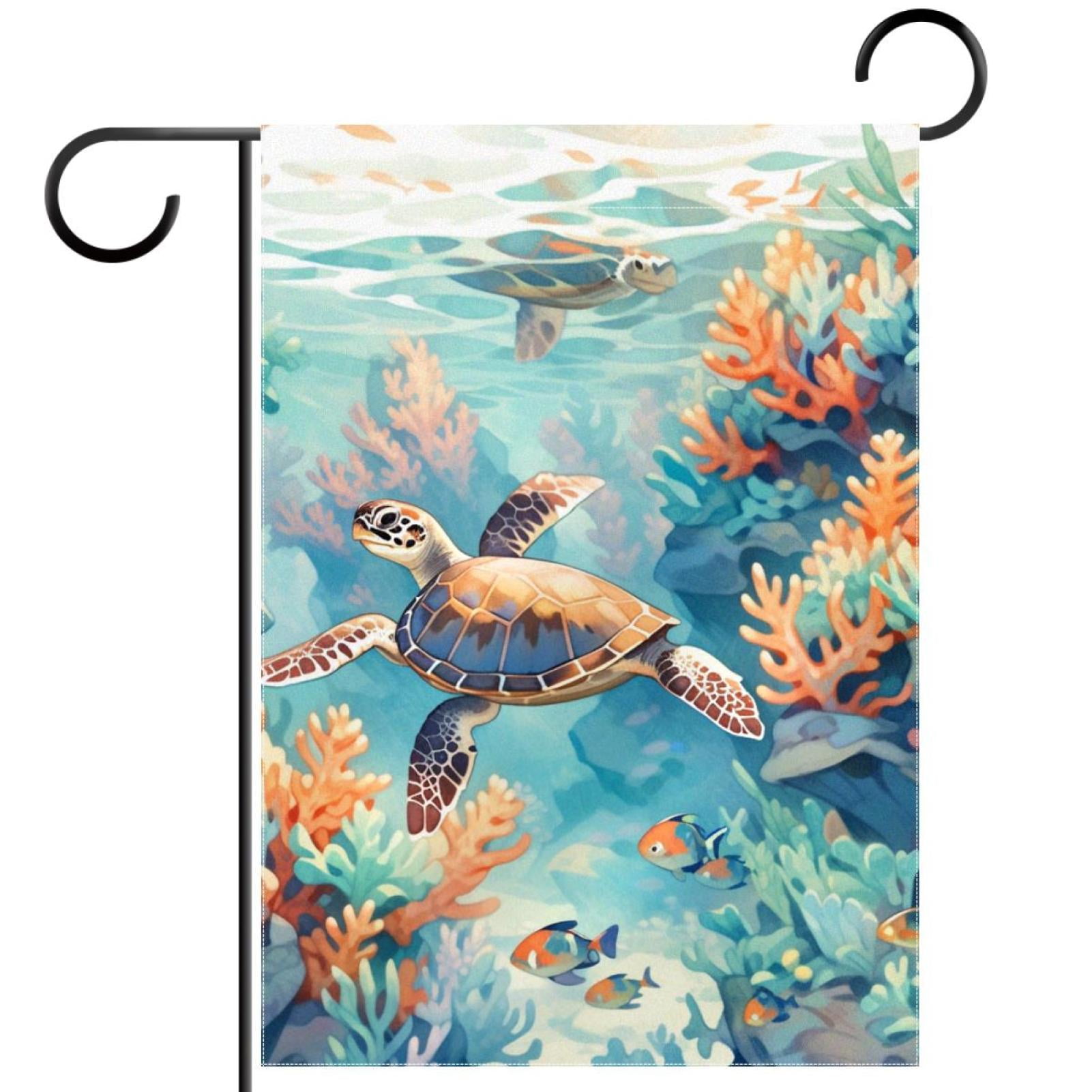 NUEAHEDN Turtle Art Flags for Outside Decoration, Yard Outdoor Decor ...