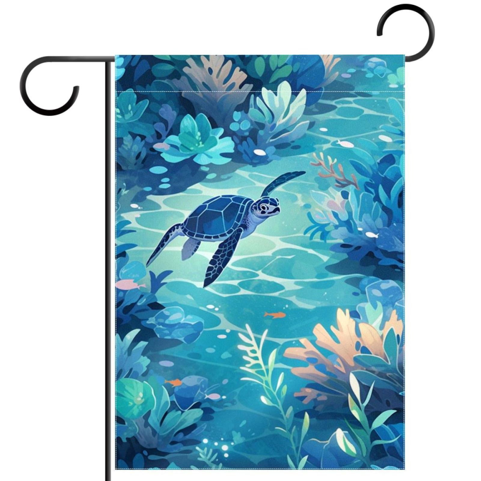 NUEAHEDN Turtle Art Flags for Outside Decoration, Yard Outdoor Decor ...