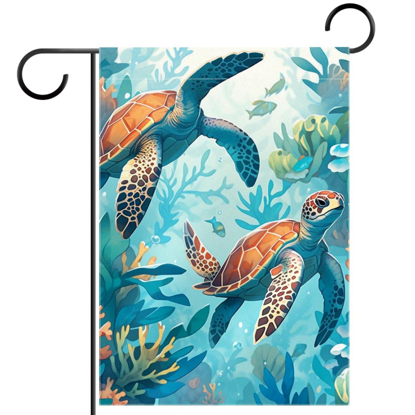 NUEAHEDN Turtle Art Flags for Outside Decoration, Yard Outdoor Decor ...
