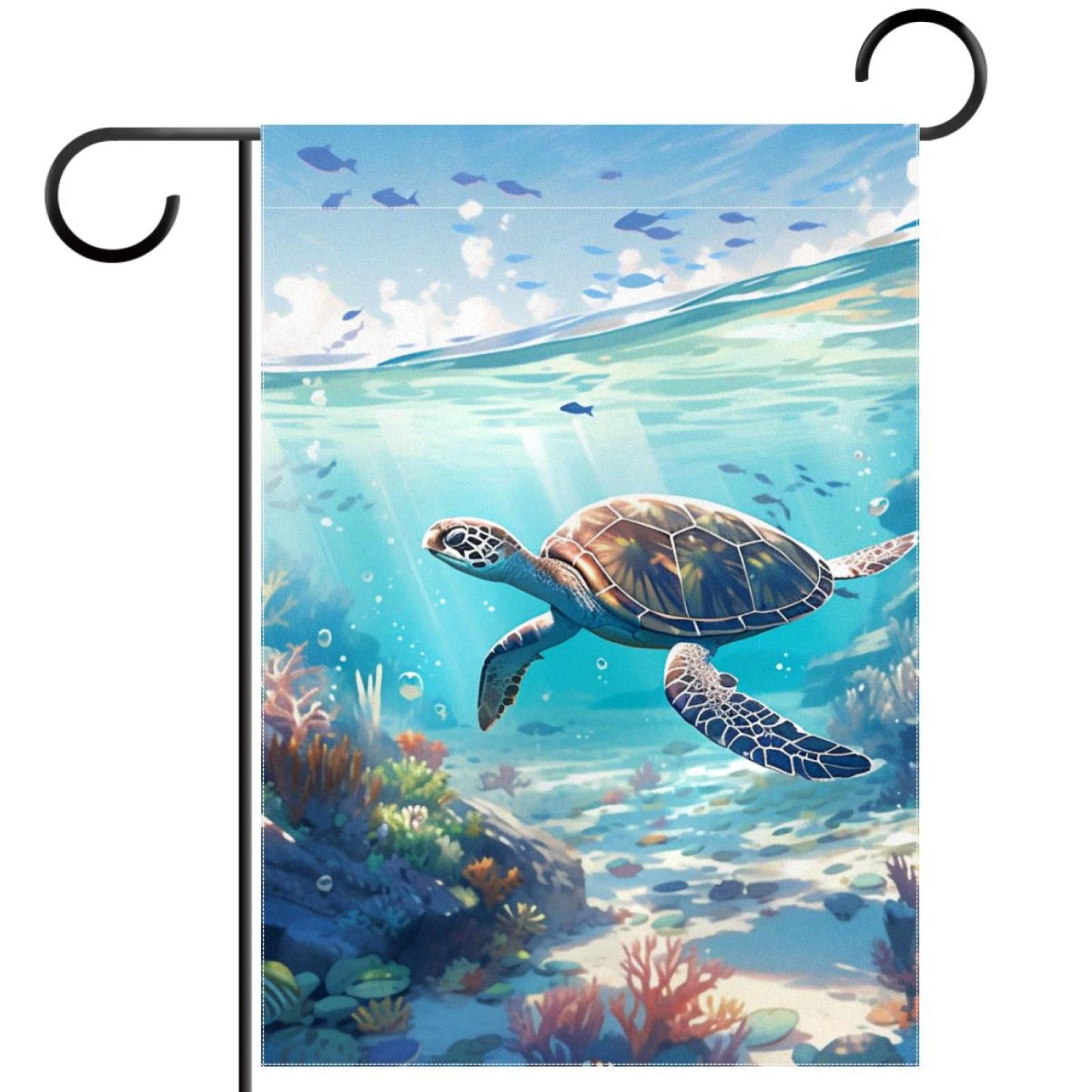 NUEAHEDN Turtle Art Flags for Outside Decoration, Yard Outdoor Decor ...