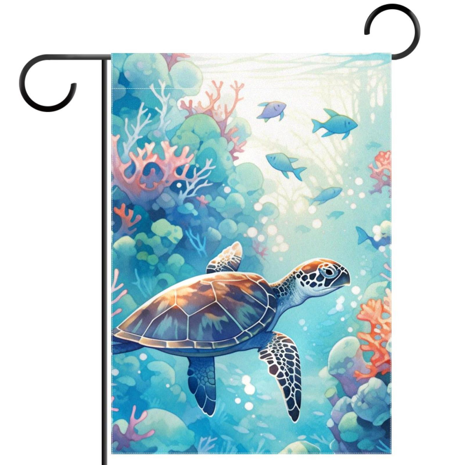NUEAHEDN Turtle Art Flags for Outside Decoration, Yard Outdoor Decor ...