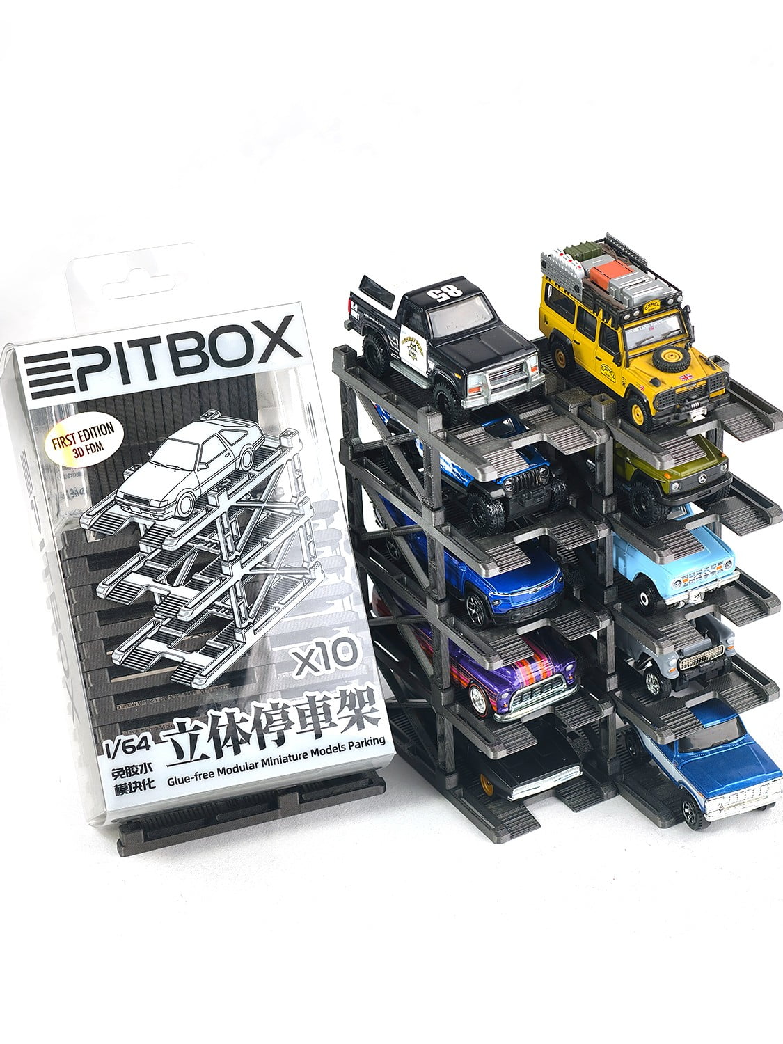 NUEIOVRW Diorama 1:64 Modular Parking Rack Diecast Model Car Display ...