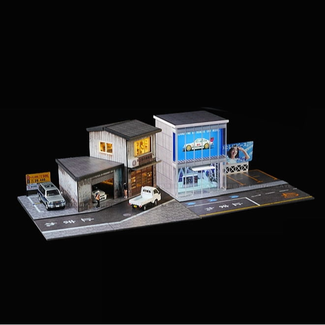 NUEIOVRW Diorama 1:64 Parking Lot Model, LED Lighting Diecast Car ...