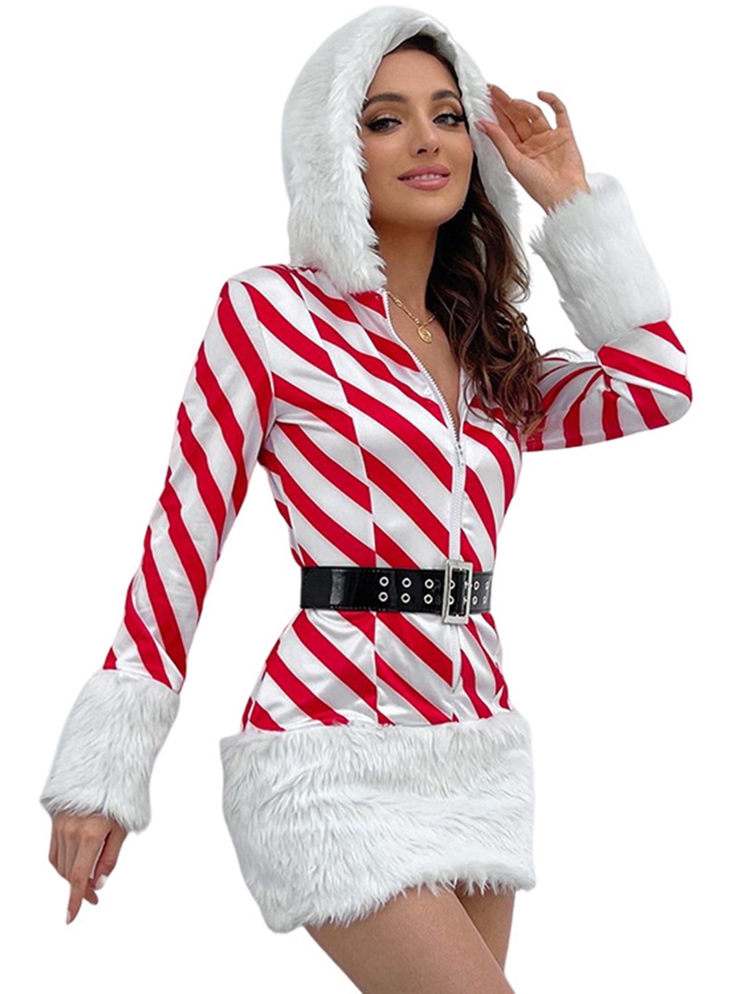 NUIDARAIO Women's Christmas Penguin Costume Outfit Plush Patchwork Long ...