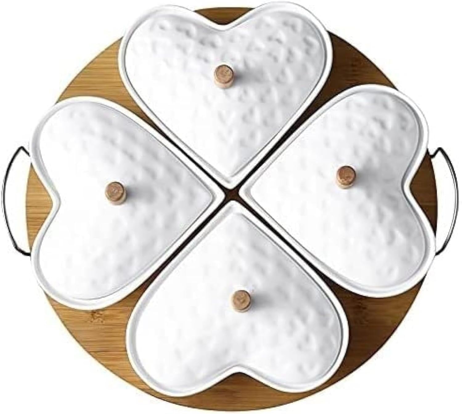 NUISISADivided Ceramic Serving Tray with Bamboo Base & Lid, 5-Section ...