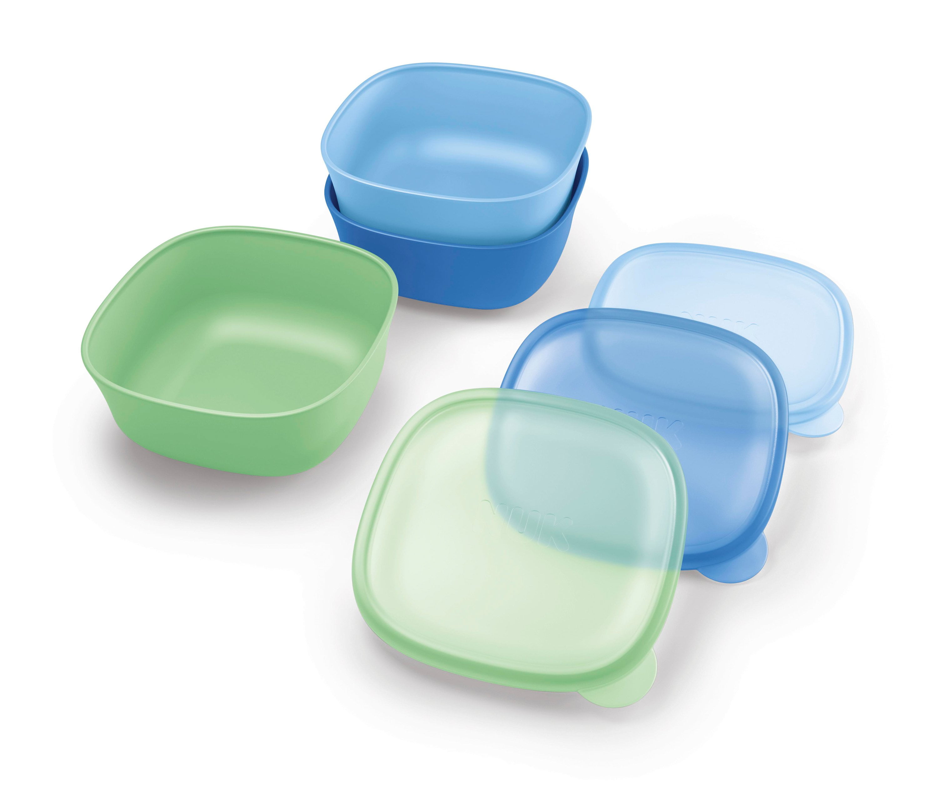 NUK 3 Piece Microwave-Safe Stacking Baby Bowls with Lids, Assorted ...
