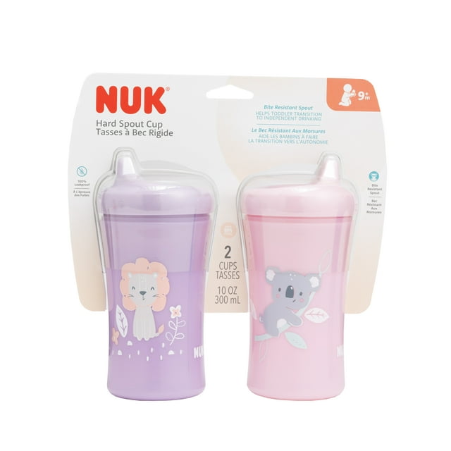 NUK Advanced Spill Proof Hard Spout Sippy Cup, 10 oz, 2 Pack, Girl ...