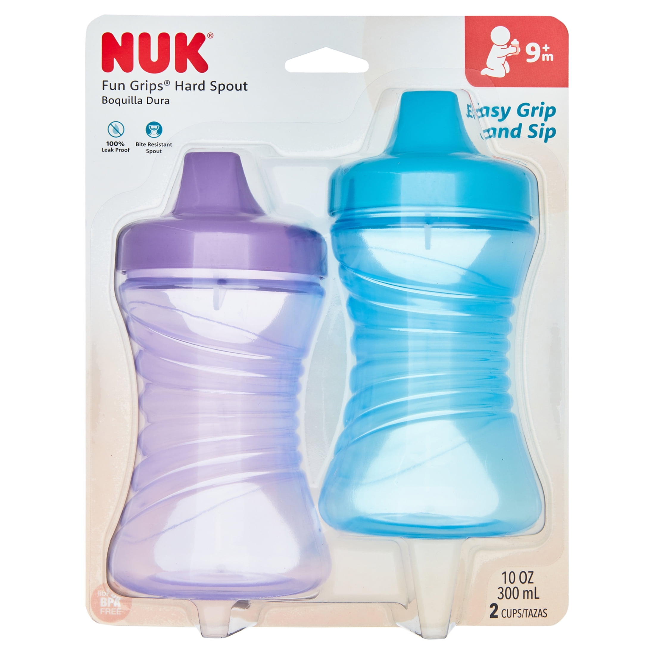 NUK Fun Grips Hard Spout Sippy Cup, 10 oz, 2 Pack, Girl - Walmart.com