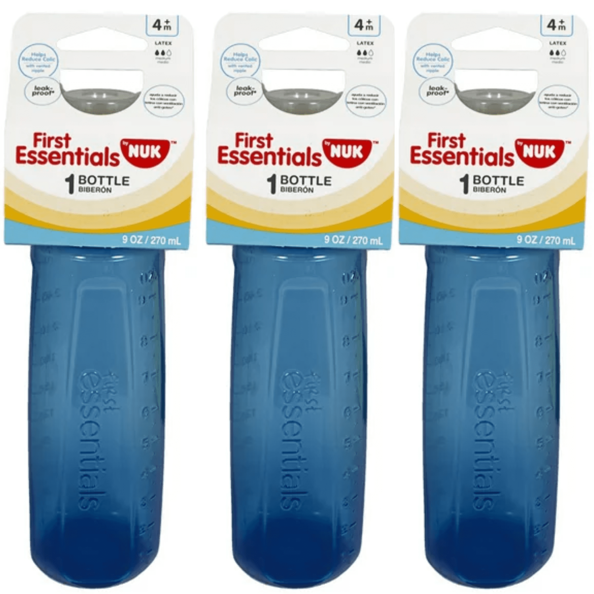 NUK Gerber First Essentials Baby Feeding Bottle Blue with Latex Nipple ...