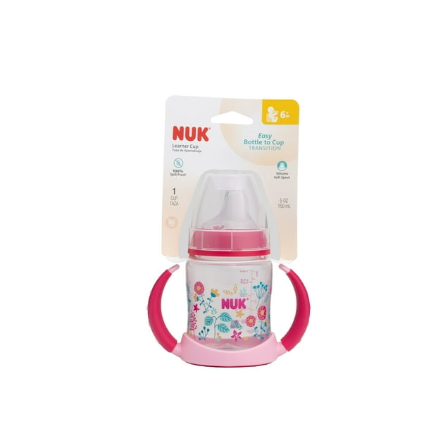 NUK Learner Cup, 5 oz Soft Spout Sippy Cup, 1 Pack, 6+ Months, Pink ...