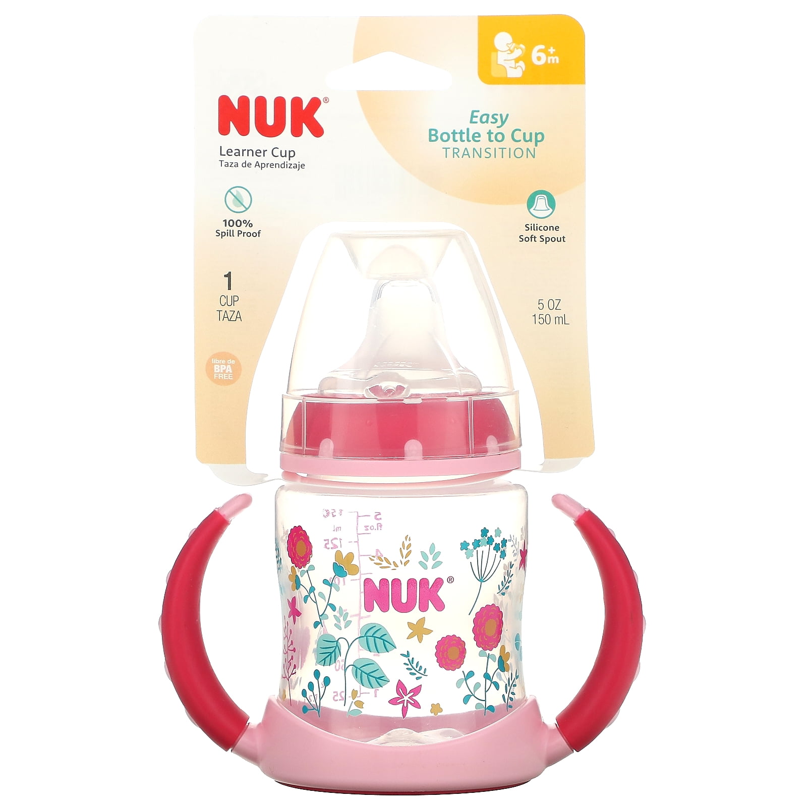 NUK Learner Cup, 5 oz, Soft Spout Sippy Cup for Easy Transition ...