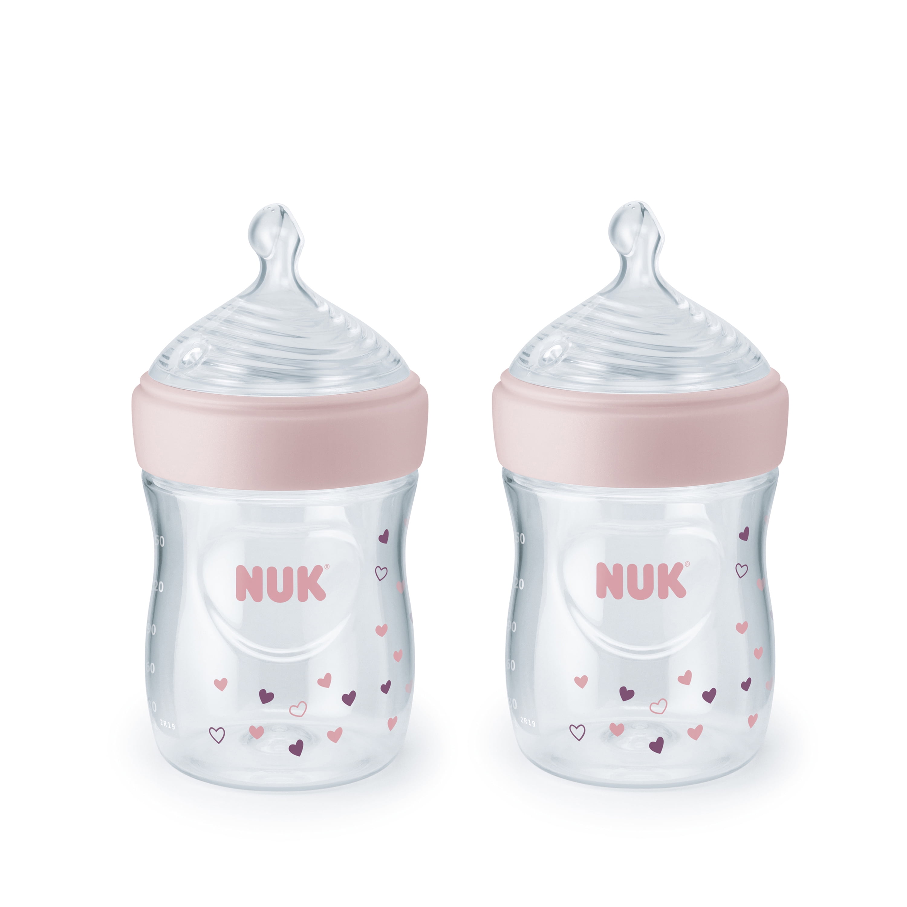 NUK Simply Natural Baby Bottle with SafeTemp, 5 Oz., 2-Pack, Pink ...