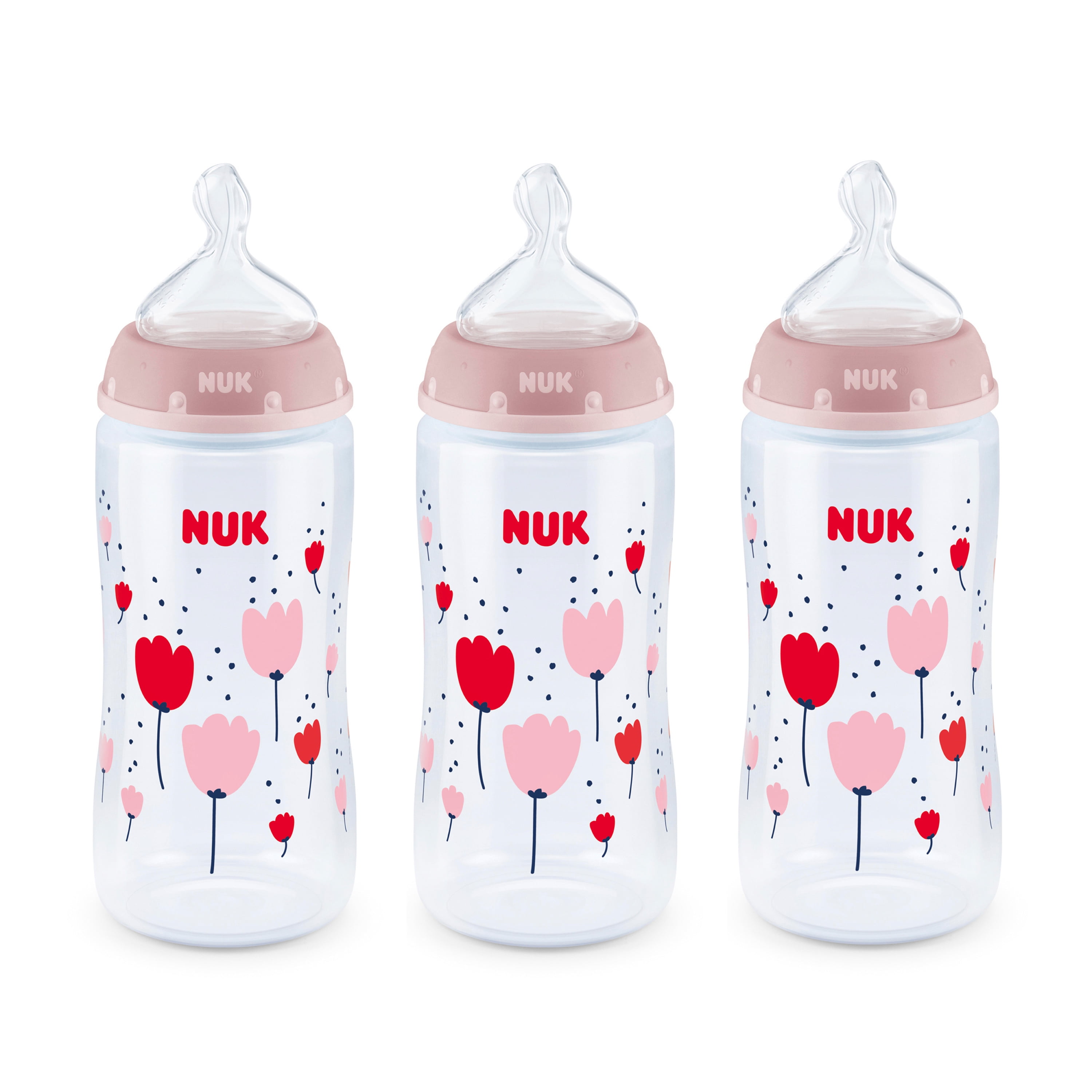 NUK Baby Transition Feeding Smooth Flow Anti-Colic Bottle, 10 oz, 3 ...