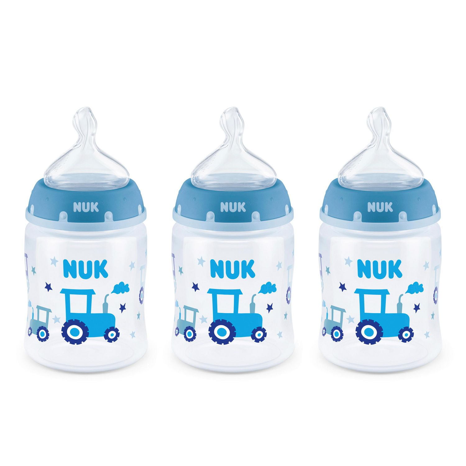 NUK Smooth Flow Anti-Colic Bottle, 3 Pack 5 Oz Blue Tractor - Baby ...