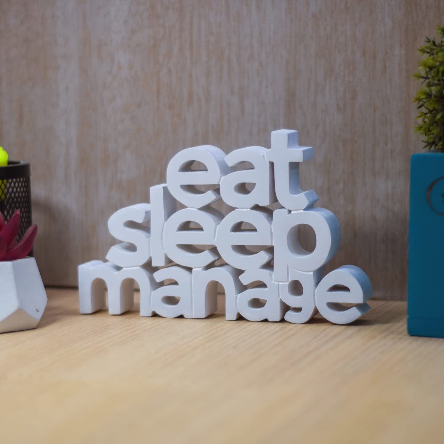 NUKKAD TALES Eat Sleep Manage White Office Decor Showpiece Office ...