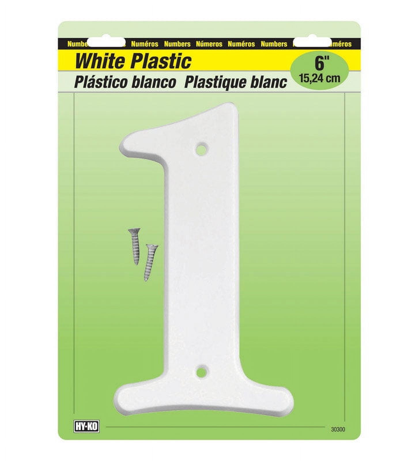 NUMBER 1 PLSTC 6" WHITE by HY-KO MfrPartNo 30301 - Walmart.com