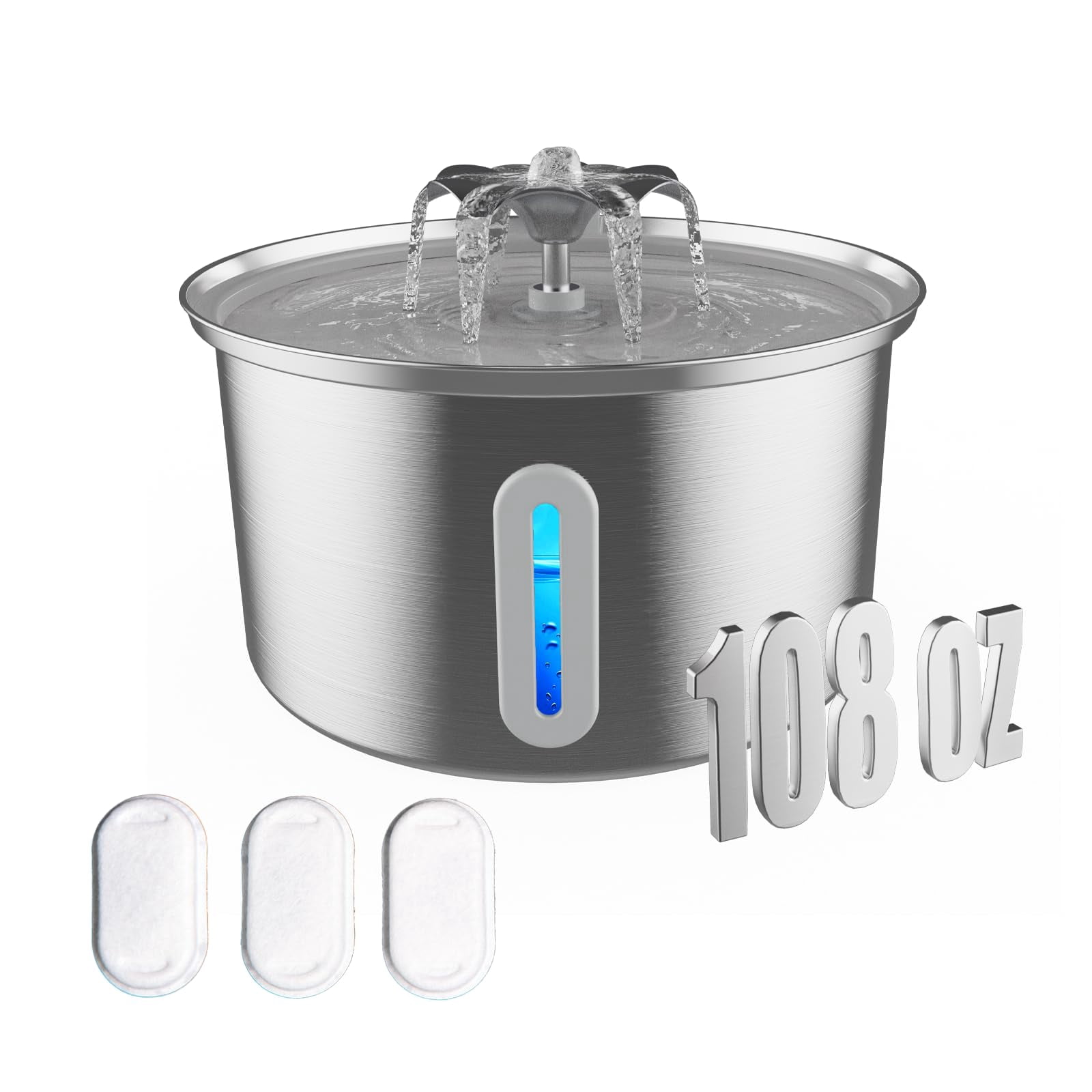 NUMINA 108oz/3.2L Stainless Steel Pet Water Fountain for Cats Indoor ...
