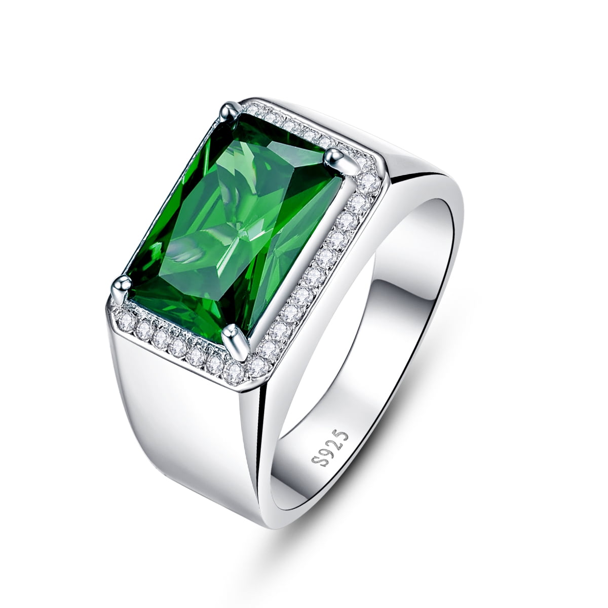 NUNCAD 925 Sterling Silver Rings for Men 7ct 8X12mm Rectangle Cut ...