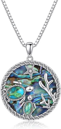 NUNCAD Abalone Shell Necklace for Women 925 Sterling Silver Ocean 2 ...