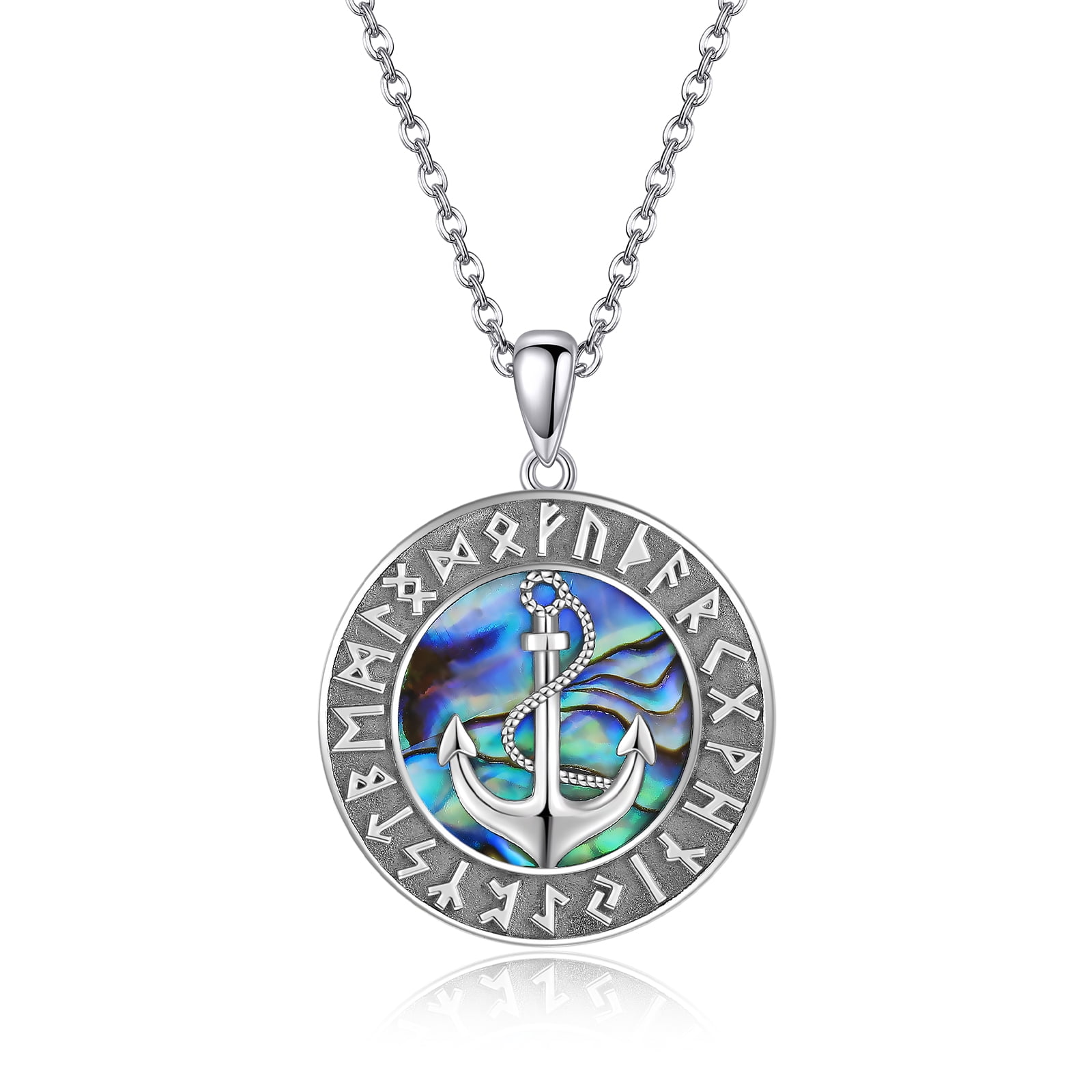 NUNCAD Abalone Shell Necklace for Women 925 Sterling Silver Ocean Runes ...