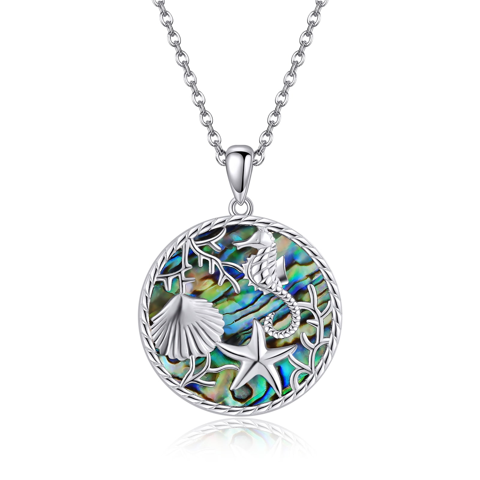 NUNCAD Abalone Shell Necklace for Women 925 Sterling Silver Ocean Sea ...