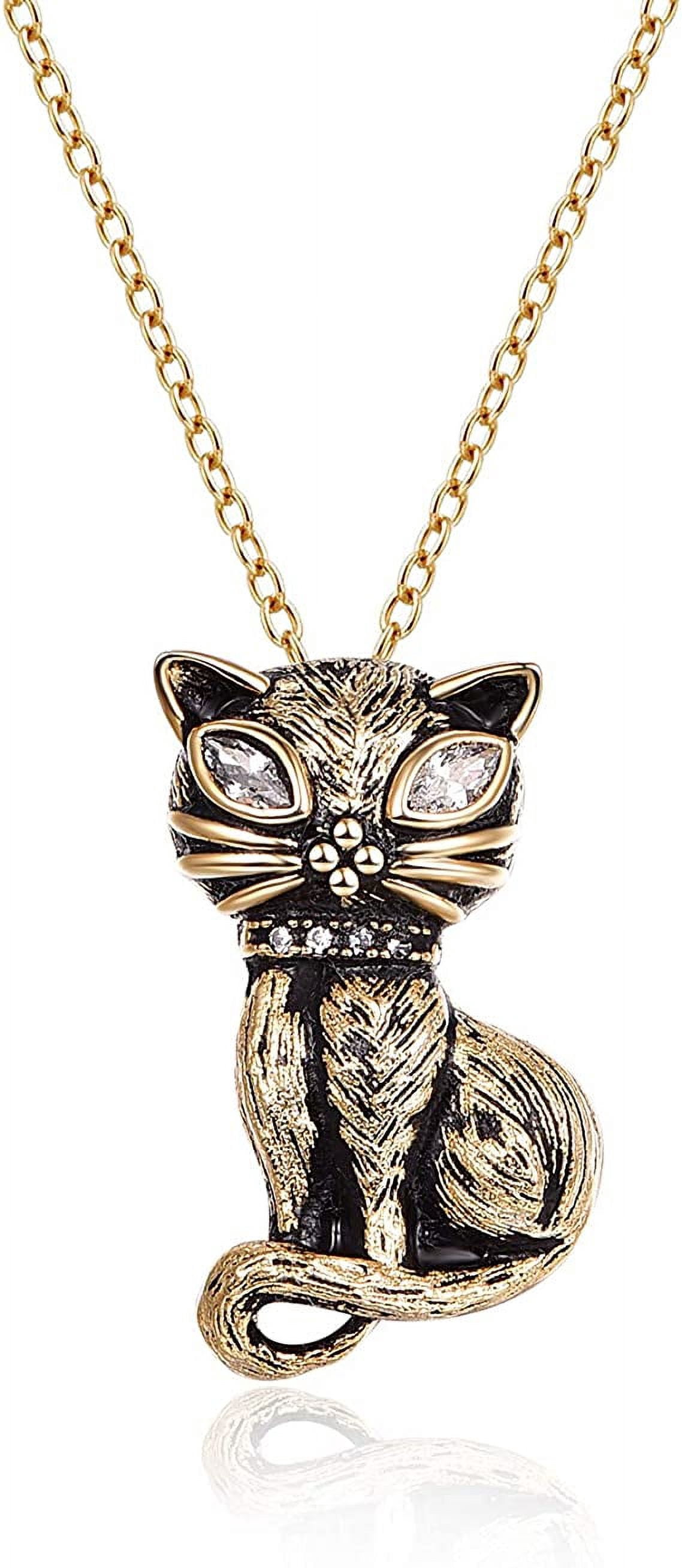 NUNCAD Cat Necklace for Woman,14k Gold Plated Sterling Silver Vintage ...