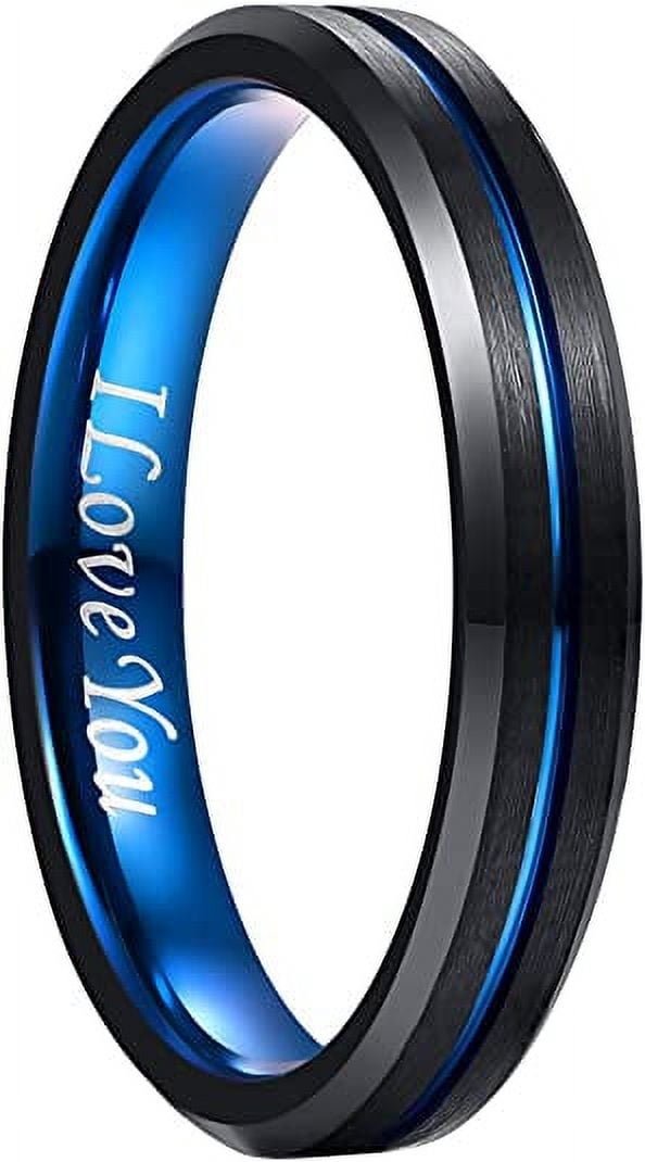NUNCAD Tungsten Ring 4/6/8/10mm Black/Blue/Gold/Rose Gold/Silver Groove ...