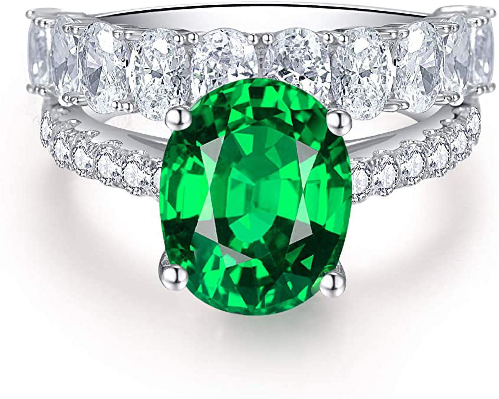 NUNCAD Womem's 1ct Simulated Emerald Bridal Set Green Oval Cut Wedding ...