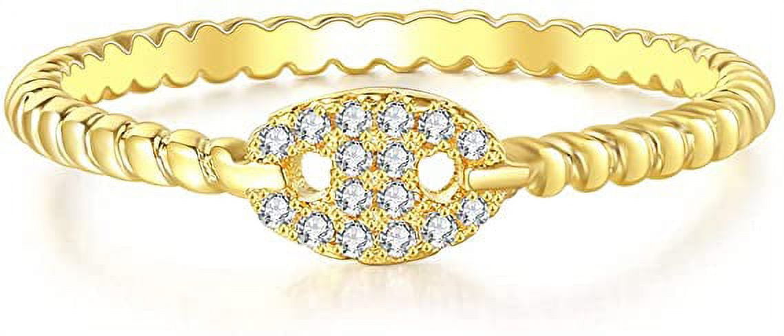 NUNCAD Women Pave Cubic Zirconia Thin Twisted Rope Band Rings Eternity ...