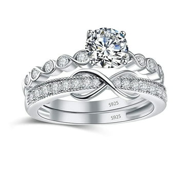 Metal Masters Women's 1.25 Ct Wedding Engagement Ring Set Sterling Silver 925 Round Cubic ...