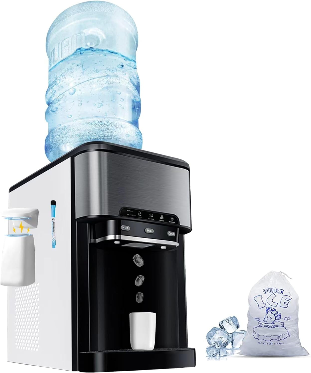 Water Cooler With Ice Maker 3-in-1 Water Cooler Dispenser With Built-in ...