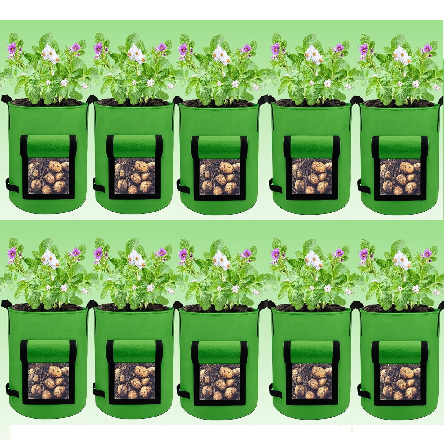 NUNET 7 Gallon Grow Bags, Roll-up Access Flaps, Reinforced Handles ...