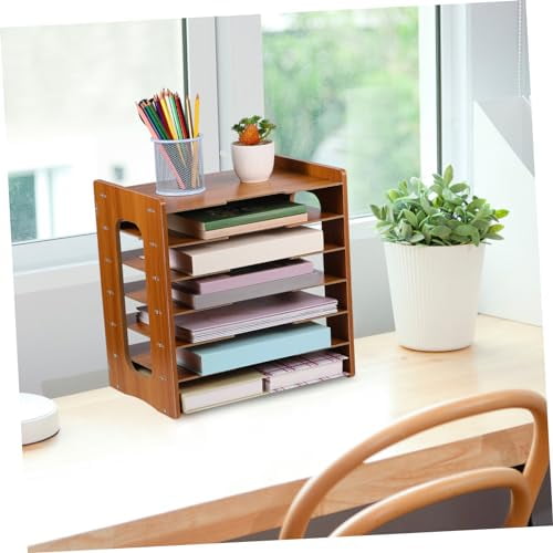 NUOBESTY Office Table Desktop Document Holder Desk Trays Wood Desk ...
