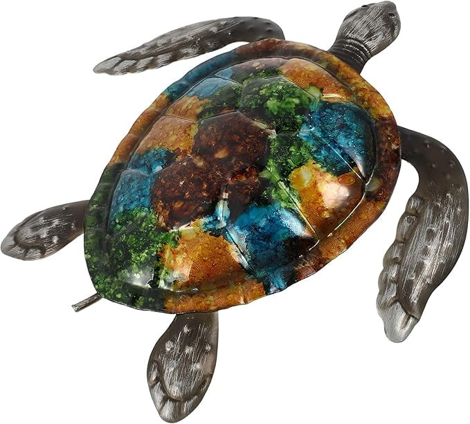 NUOBESTY Turtle Statue Outdoor Metal Turtle Wall Decor Sea Turtle ...