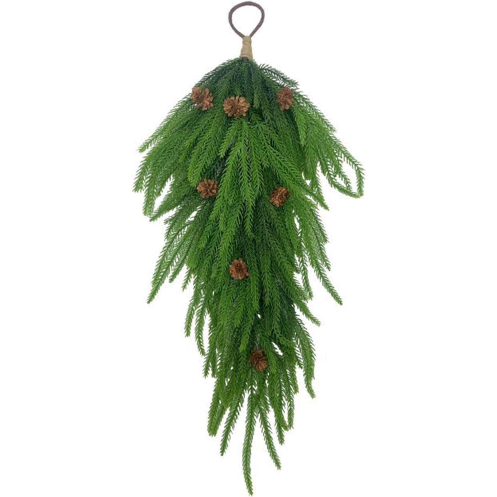 NUOKO Christmas Teardrop Swag Artificial Pine Needles Swag with ...