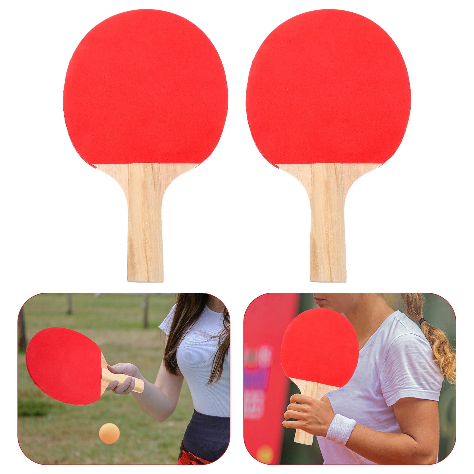 NUOLUX 1 Pair Table Tennis Racquets Red Wood For School Activities ...