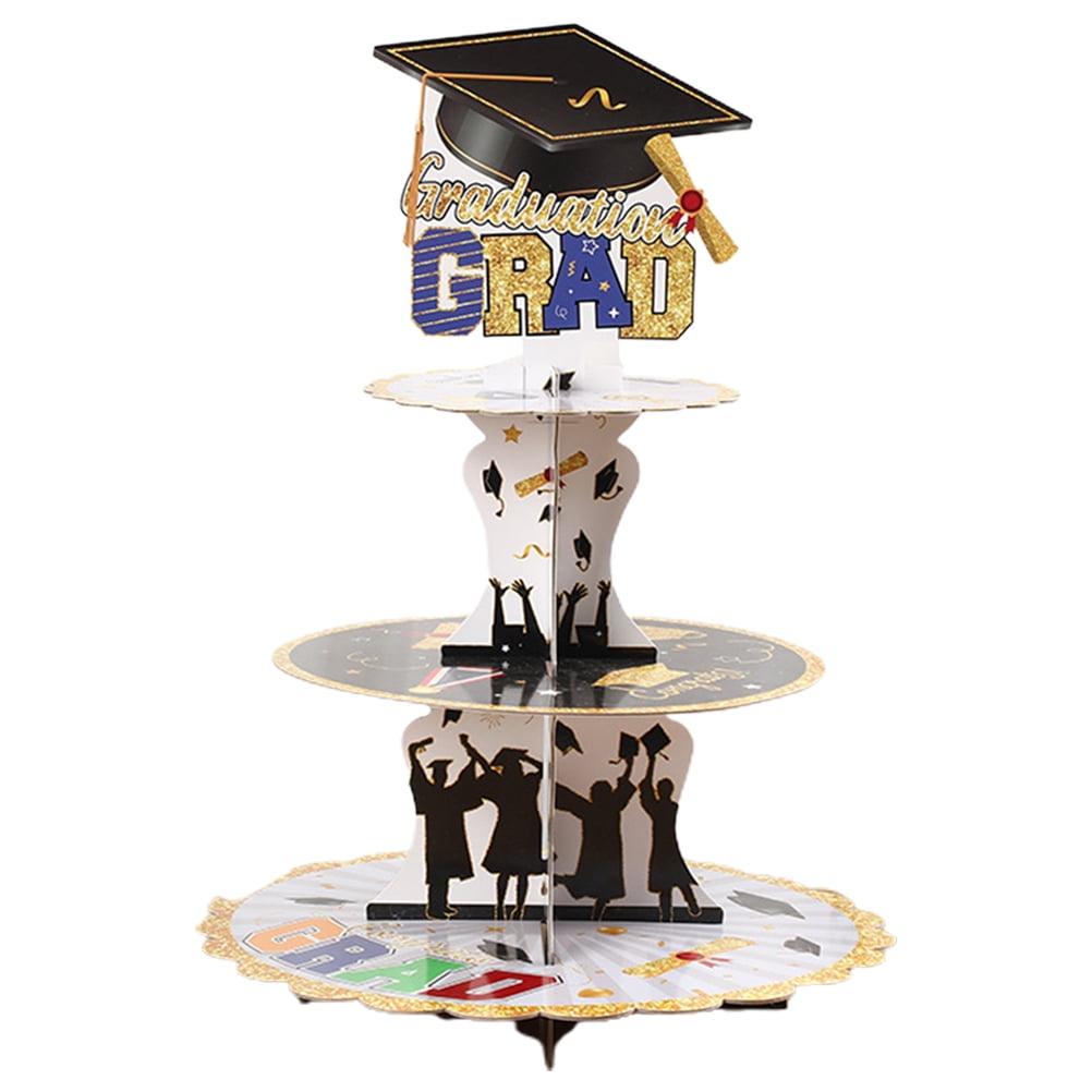 NUOLUX 1 Set Graduation Cupcake Stand 3 Tier Cupcake Holder Paper ...