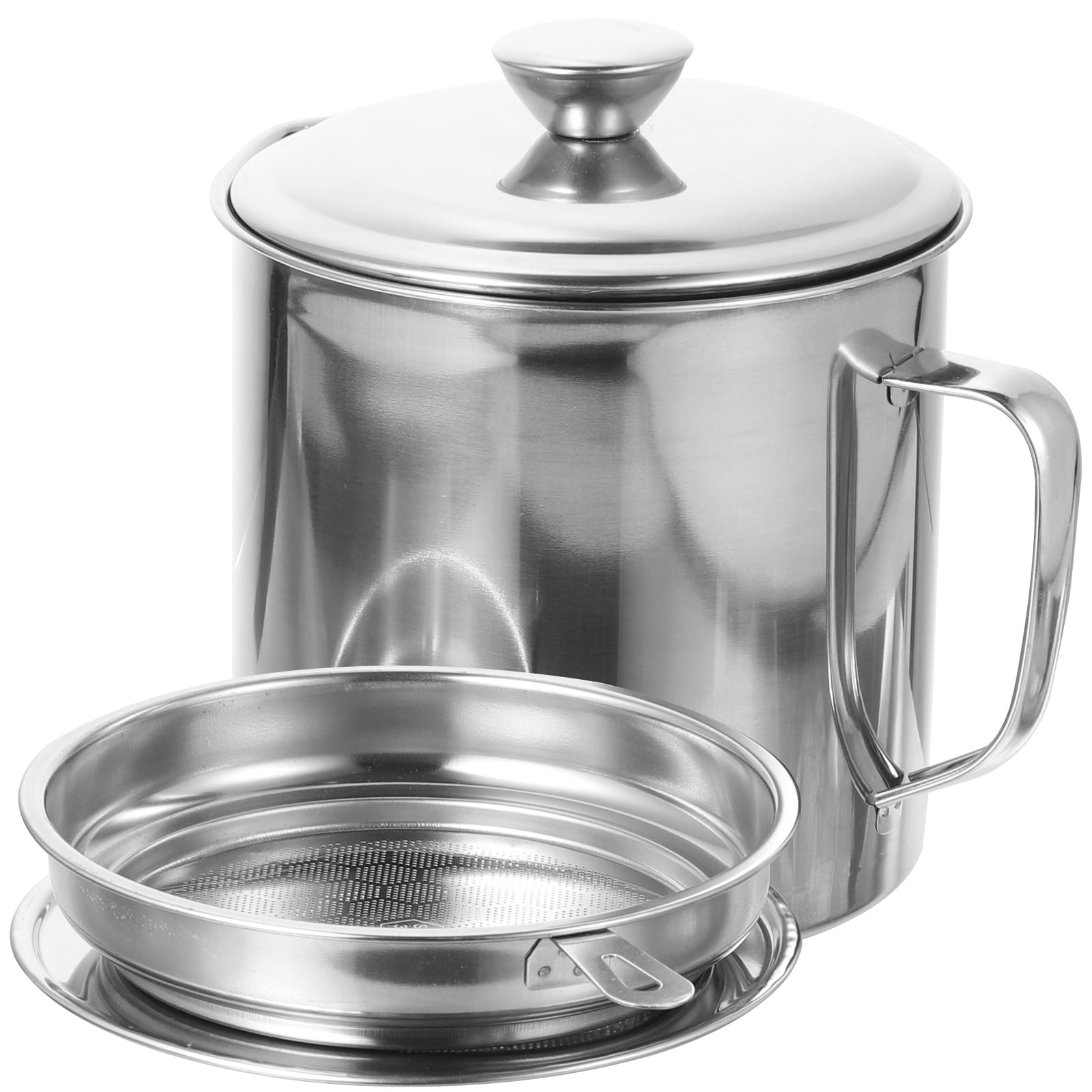 1 Set Kitchen Oil Container Grease Can Stainless Steel Oil Strainer ...
