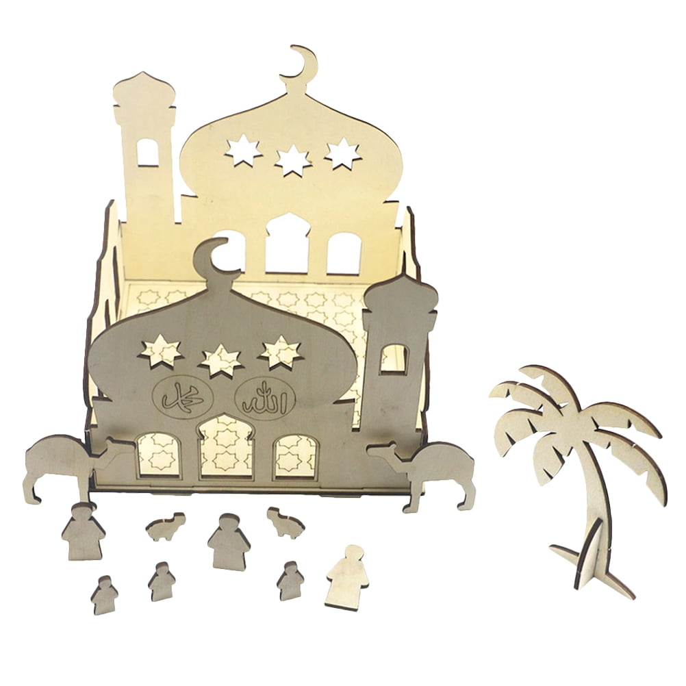 NUOLUX 1 Set Ramadan Festival Assembly Craft Desktop Decor DIY Wooden ...