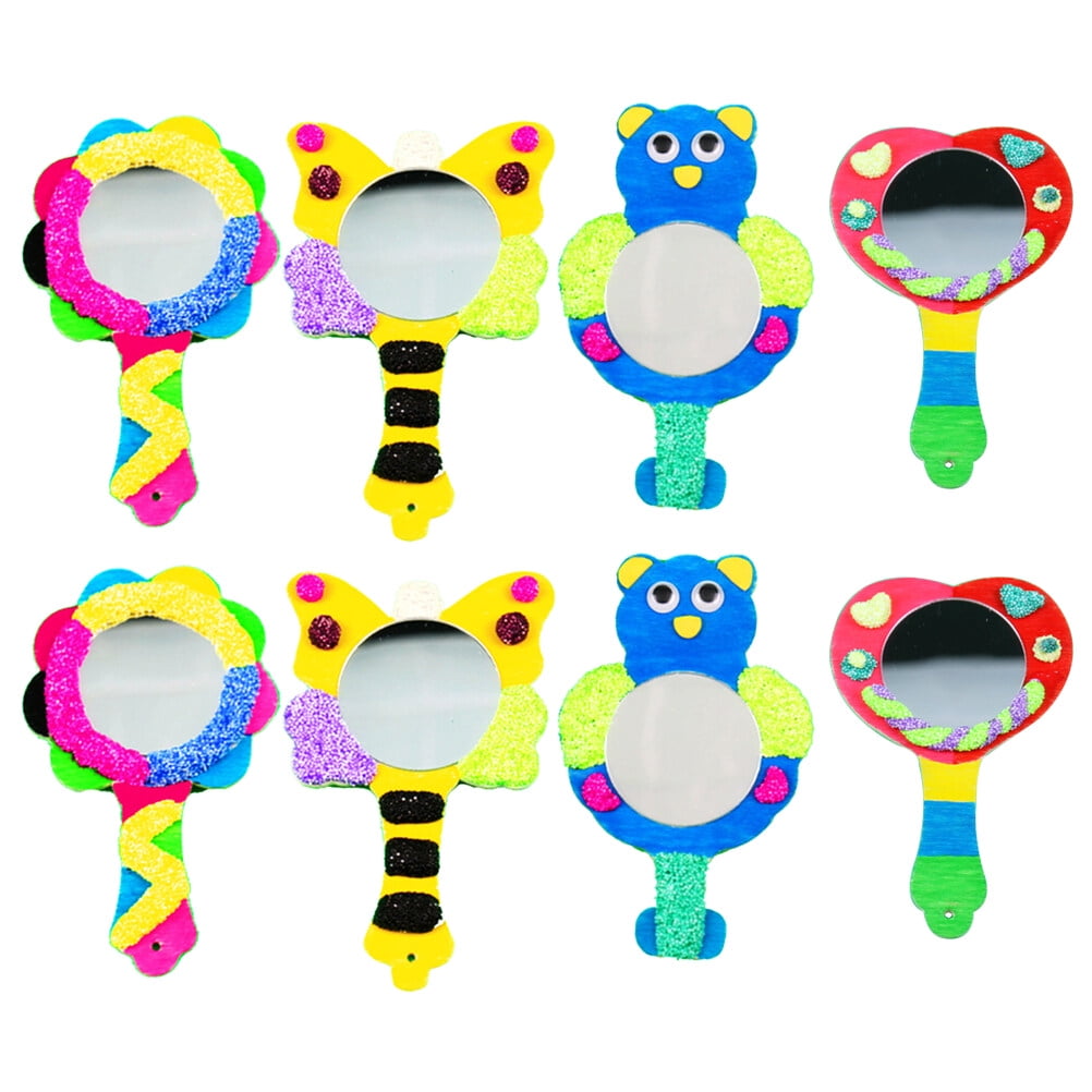 DEEPCRAFF Small Craft Mirrors DIY Wooden Mirrors Assorted Color 1 Set ...