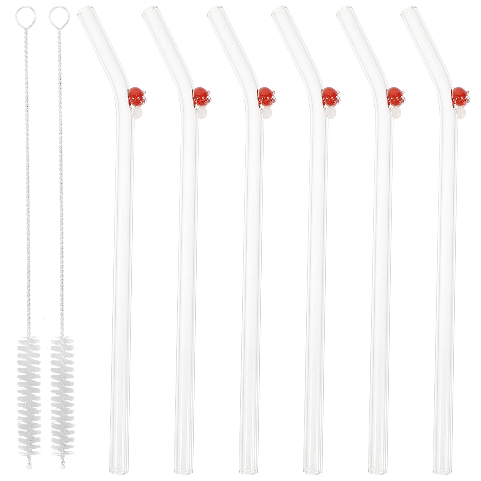 NUOLUX 1 Set of Transparent Glass Straw Unique Mushroom Pattern Straw ...