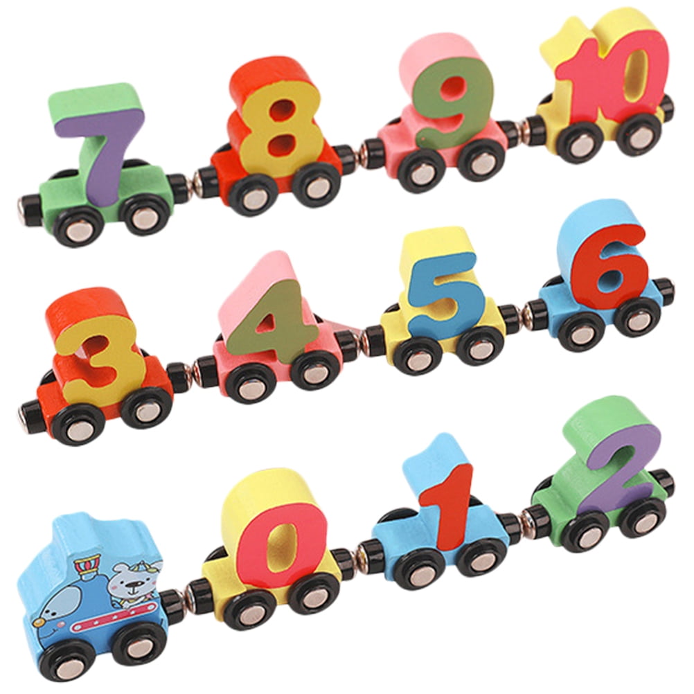 NUOLUX 1 Set of Wooden Number Train Toy Cartoon Number Train Model ...