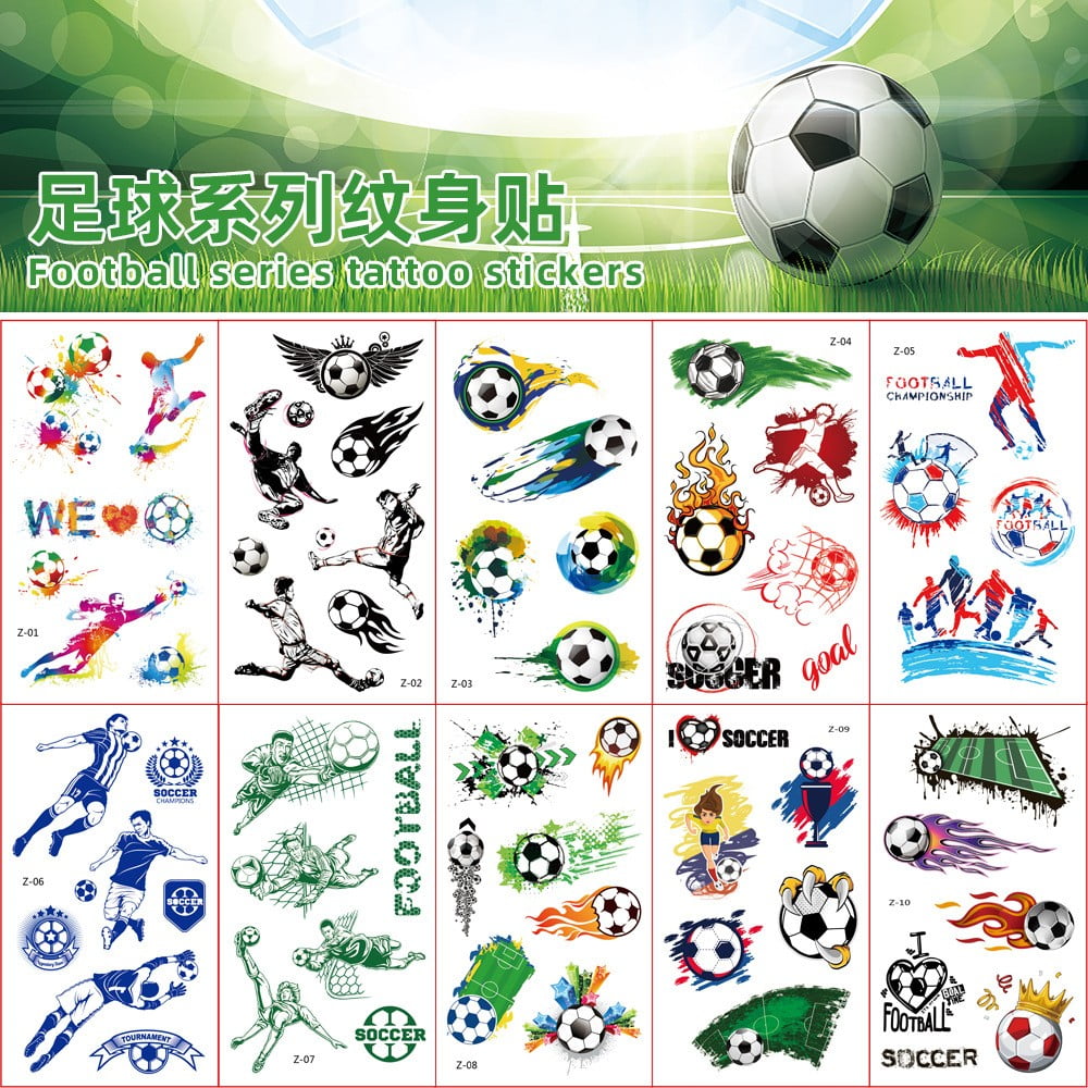 NUOLUX 10 Sheets Body Temporary Tattoos Kids Soccer Ball Tattoos ...