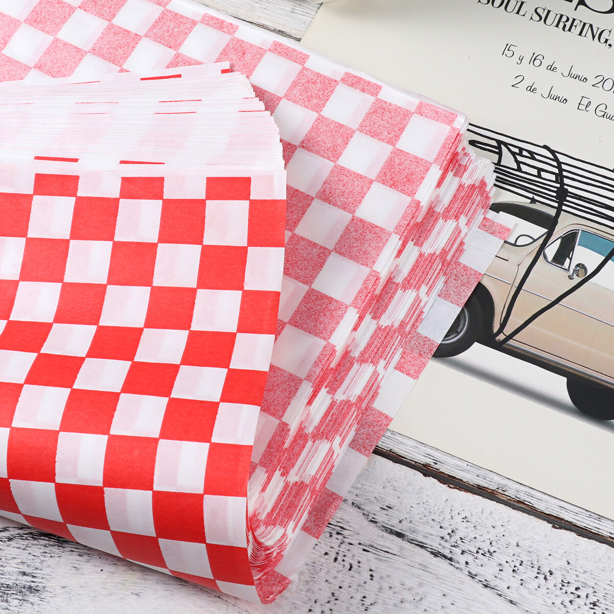 UPGRATOR Burger Wrapping Sheets Ounona Checkered Grease-Resistant ...