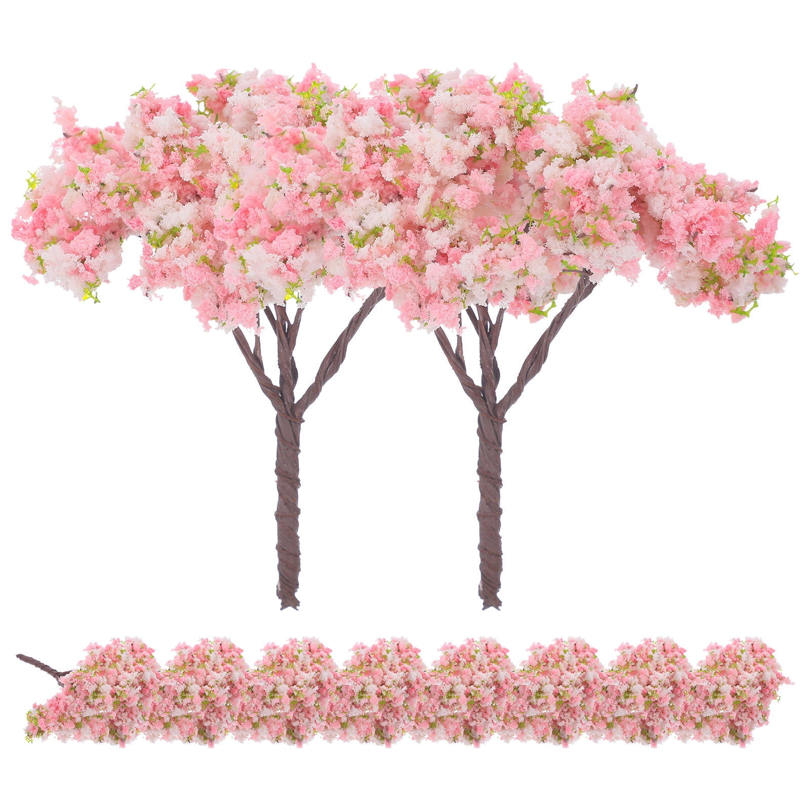 NUOLUX 10Pcs Mini Landscape Tree Model Pink Artificial Cherry Blossom ...